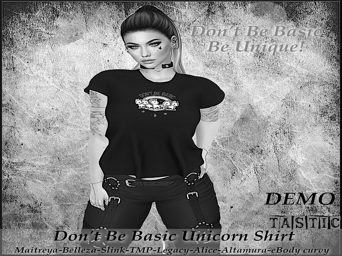 Second Life Marketplace - Tastic-Don't Be Basic Unicorn Shirt-Demo
